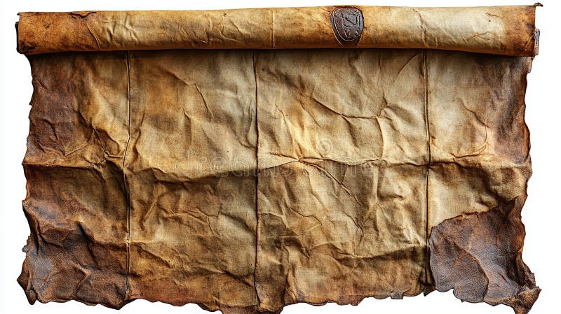 Aged, Crumpled Parchment Scroll Stock Illustration - Illustration of ...