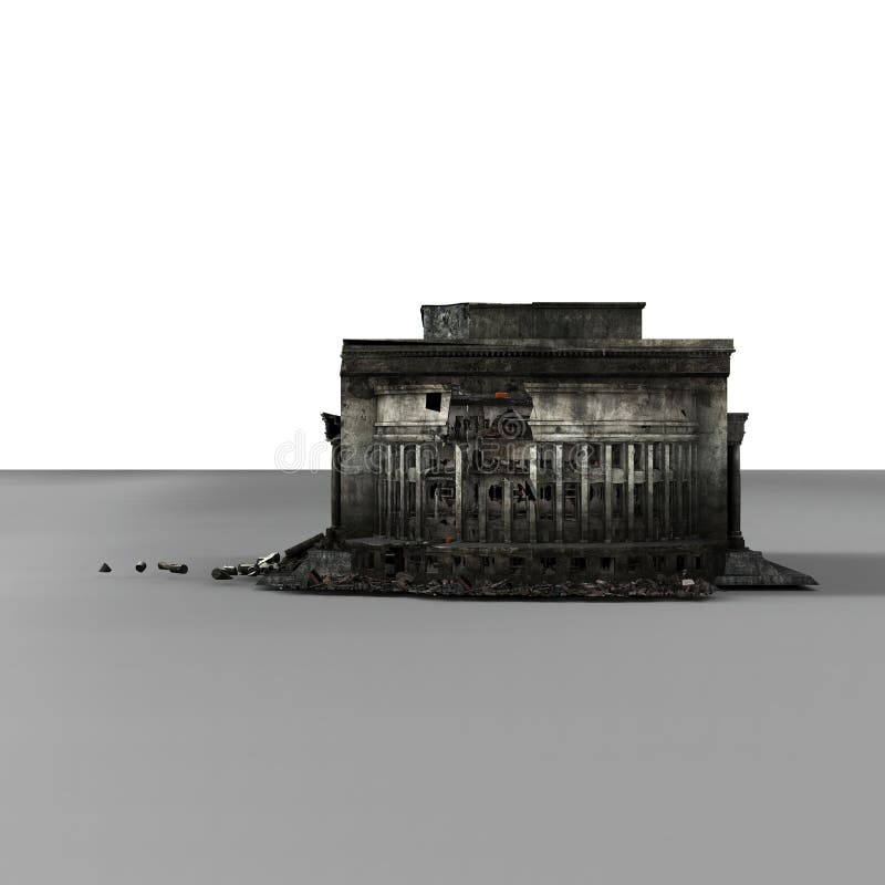 Aged, Destroyed Two-story House Constructed with a Combination of ...