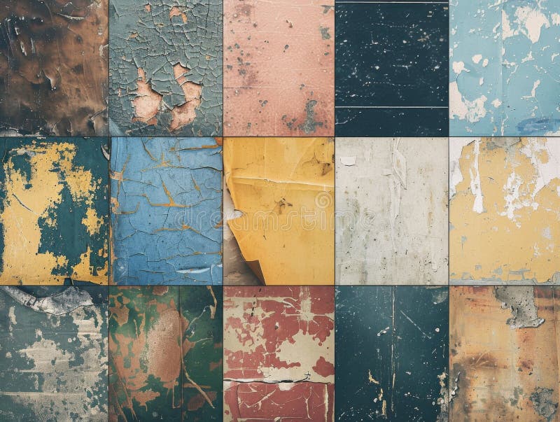 Aged, Distressed Metal Surface Featuring a Collage of Oxidized Panels ...