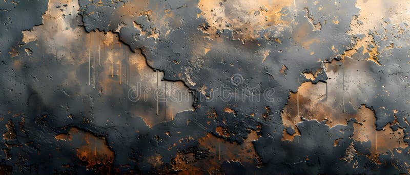 Aged Elegance: Rustic Cement and Gold Texture. Concept Vintage Decor ...