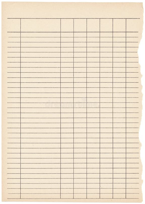 Aged Empty Blank for List. Template of a Blank Form with Vertical and ...