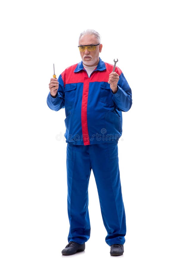 Old Foreman Isolated on White Stock Image - Image of tool, uniform ...