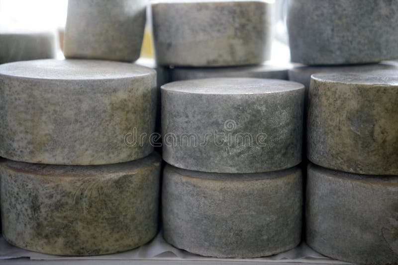 Aged French Cheese Wheels Stacked Stock Image - Image of flavor ...