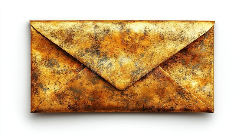 Aged Gold Envelope, Isolated, White Background, Texture, Message Stock ...