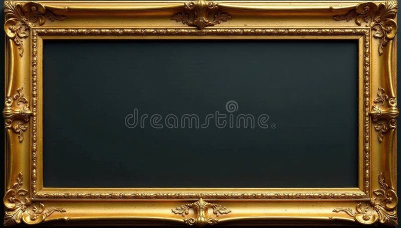 Aged Gold Leaf Frame, Classic Golden Rectangle, Frame, Texture Stock ...