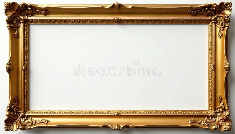 Aged Gold Leaf Frame, Classic Golden Rectangle, Texture, Vintage Design ...