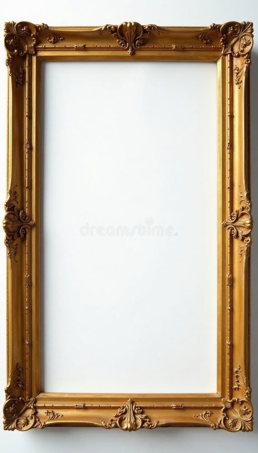 Aged Gold Picture Frame, Clean White Backdrop , Gilding, Luxury, Golden ...