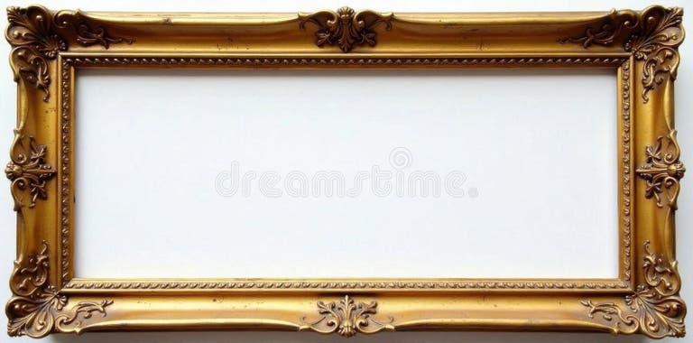 Aged Gold Picture Frame; Elongated, Weathered, Rectangular Shape ...