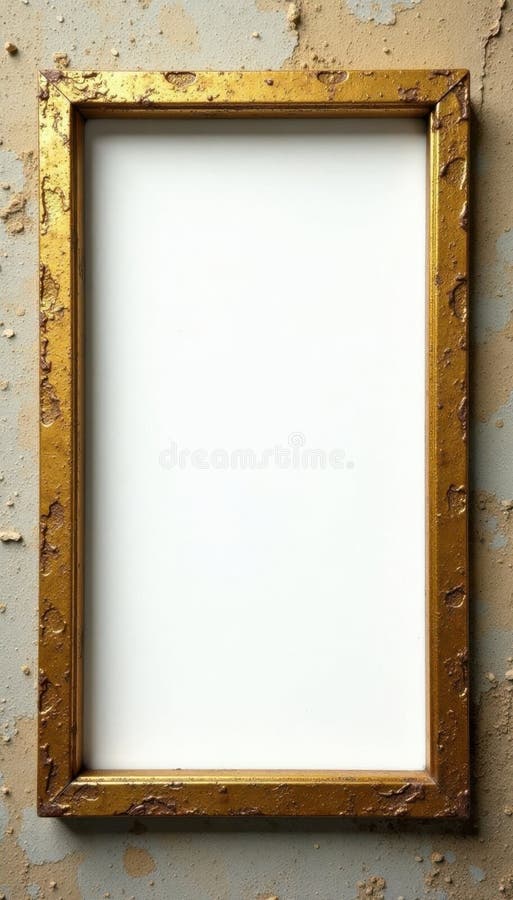 Aged Gold Rectangular Frame Cutout, Distressed Texture, Illustration, Empty Stock Illustration ...