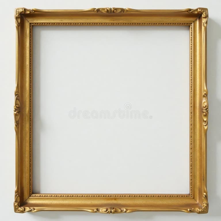 Aged Gold Rectangular Frame Cutout; Elongated, Weathered, Empty Space ...