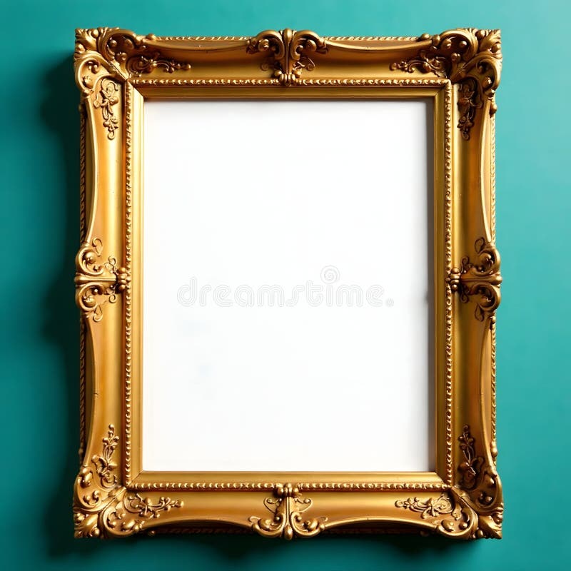 Aged Golden Rectangle Frame Cutout, Distressed, Blank Interior, Empty ...