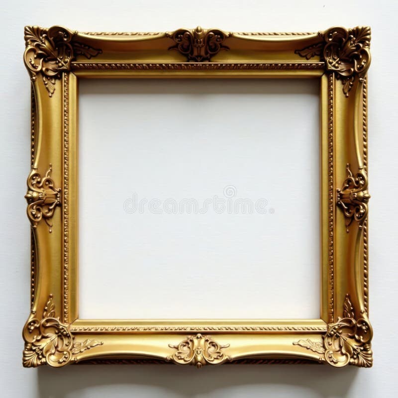 Aged Golden Rectangle Frame Cutout, Distressed, Blank Interior, Gold ...