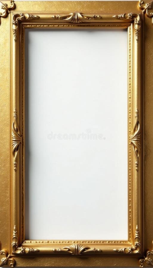 Aged Golden Rectangular Frame Cutout; Thin, Elegant, Blank Space ...