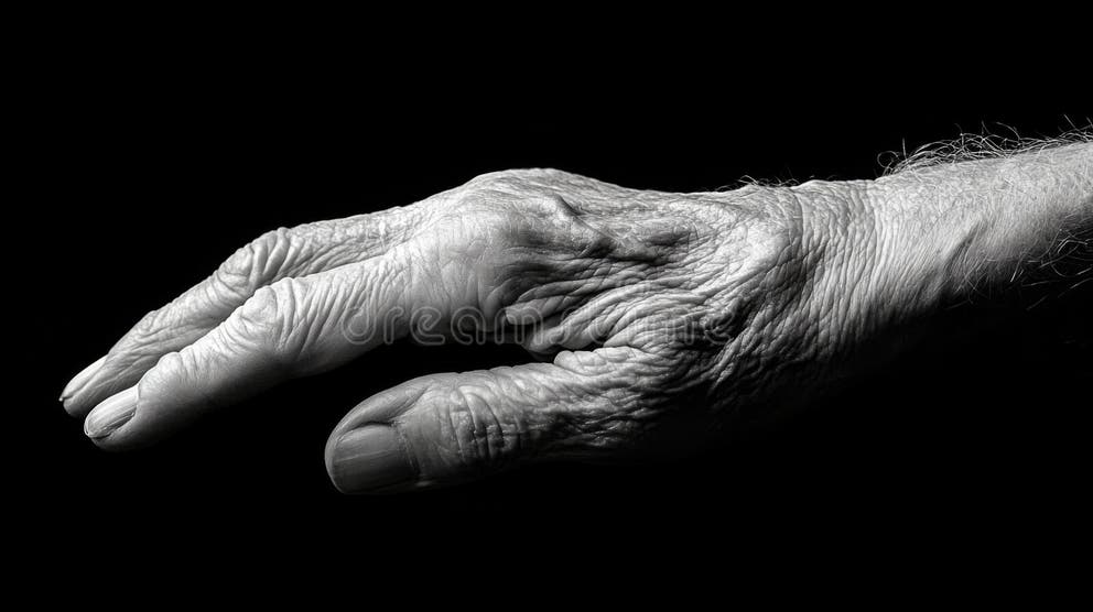 Aged Hand Black and White stock illustration. Illustration of palm ...