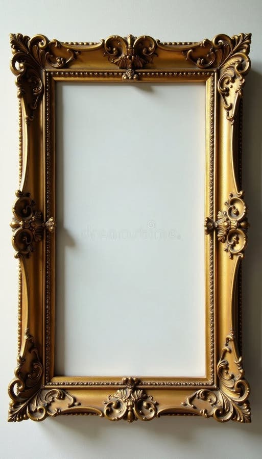 Aged Horizontal Gold Picture Frame, Intricate Rococo Styling , Asset ...