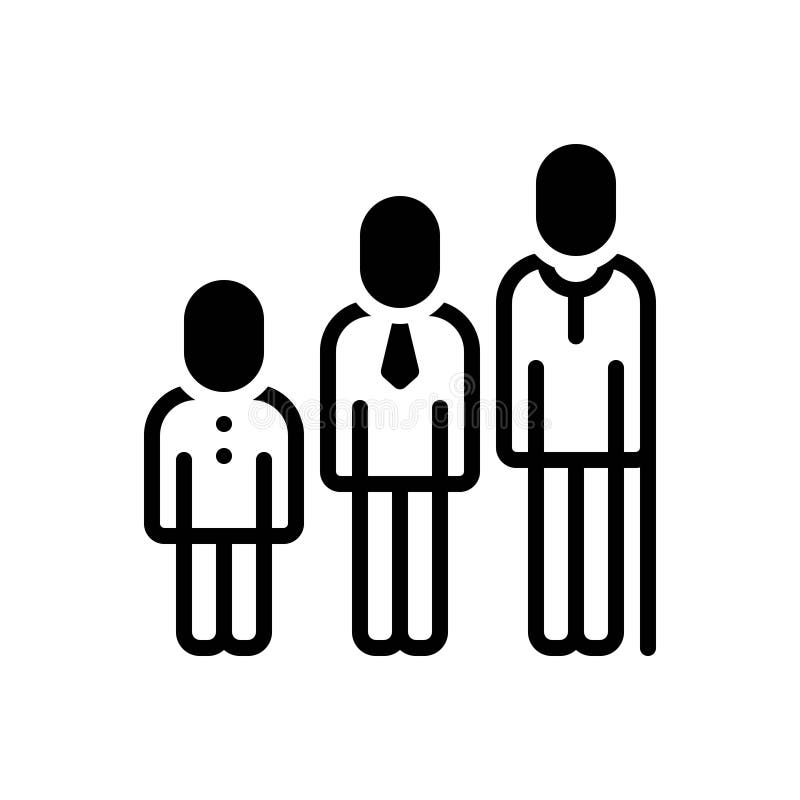 Black Solid Icon for Aged, Evolution and Maturity Stock Illustration ...