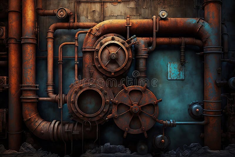 Aged Industrial Setting Comprising of Pipes and Pipework S with a ...