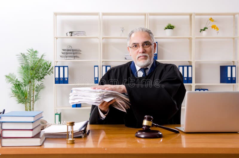 The Aged Lawyer Working in the Courthouse Stock Photo - Image of ...
