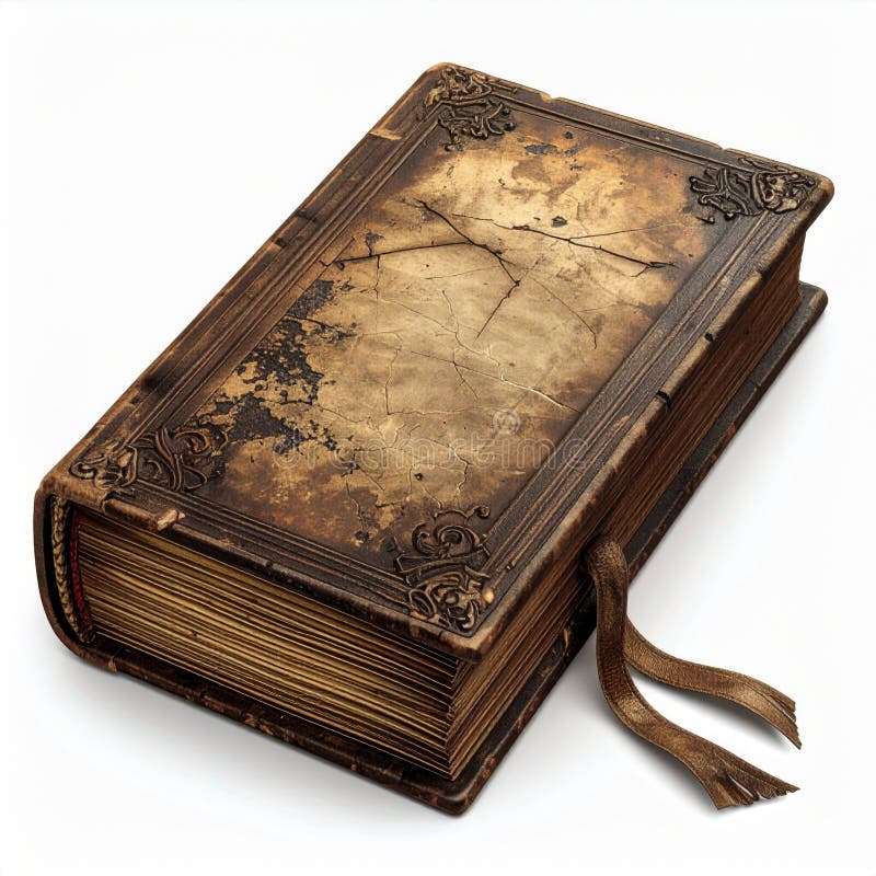 Aged Leather Book with Worn Cover and Gilt Edges Stock Illustration ...