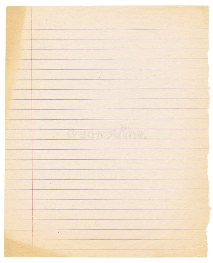 Aged Lined Sheet of Copybook. Empty Vintage Lined Sheet of Paper with ...