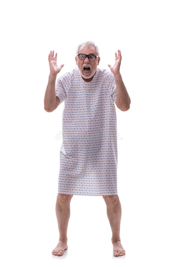 Old Mad Man Isolated on White Stock Image - Image of distressed ...