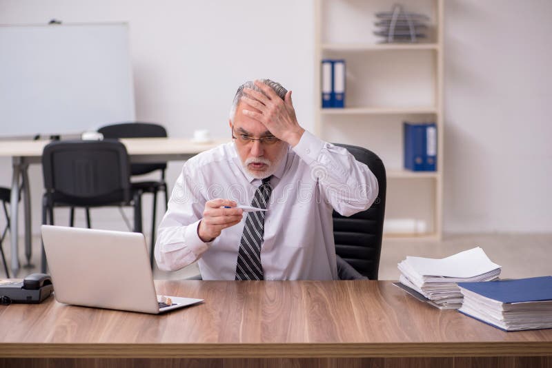 Aged Male Employee Suffering at Workplace Stock Image - Image of ...