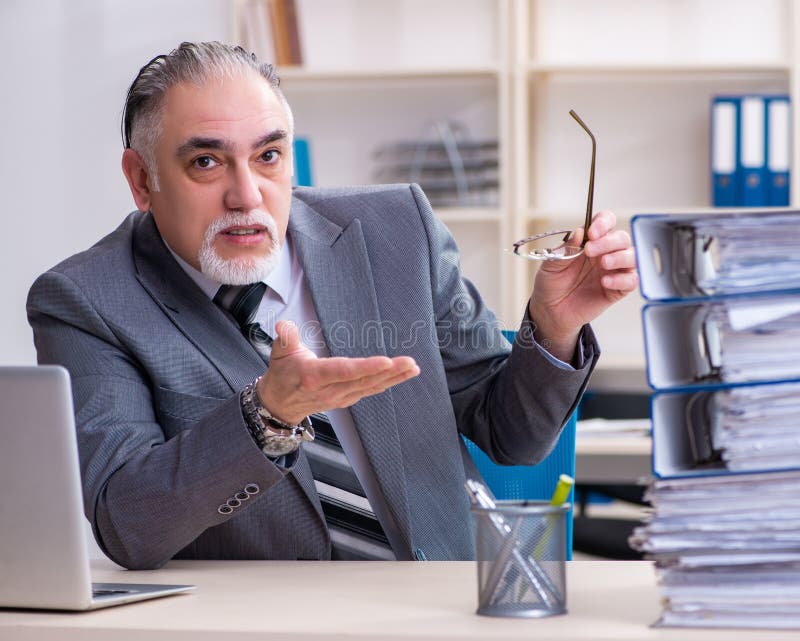 Aged Male Employee Unhappy with Excessive Work Stock Photo - Image of ...