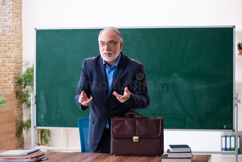 Old Male Math Teacher in the Classroom Stock Image - Image of books ...