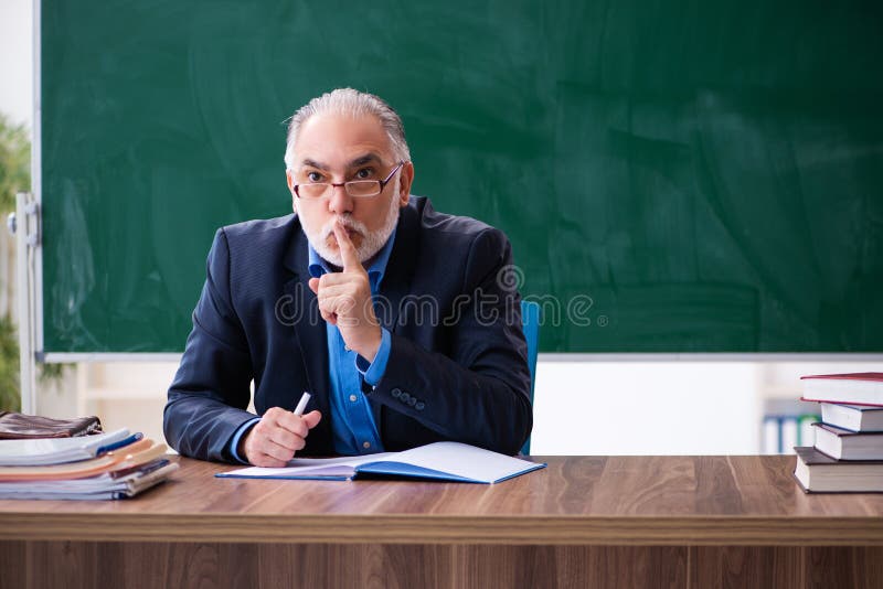 Old Male Math Teacher in the Classroom Stock Image - Image of lecture ...