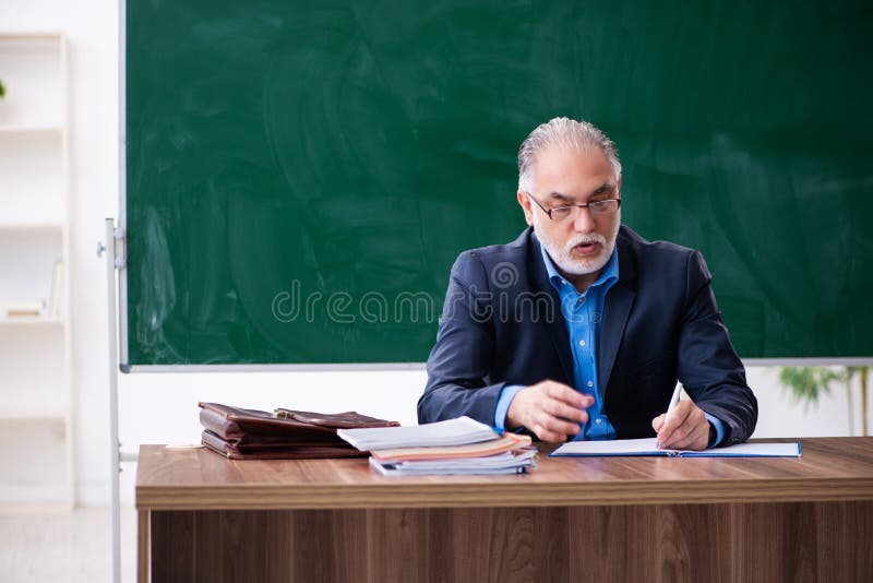 Old Male Math Teacher in the Classroom Stock Photo - Image of high ...