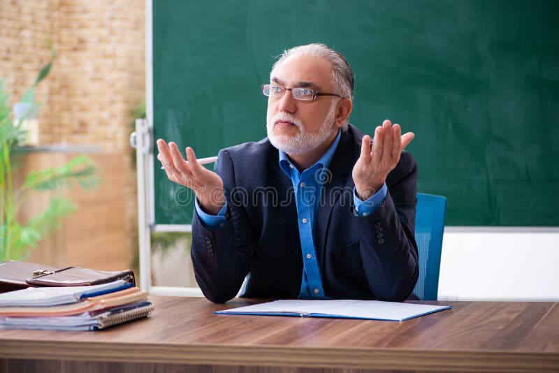 Old Male Math Teacher in the Classroom Stock Photo - Image of lecture ...