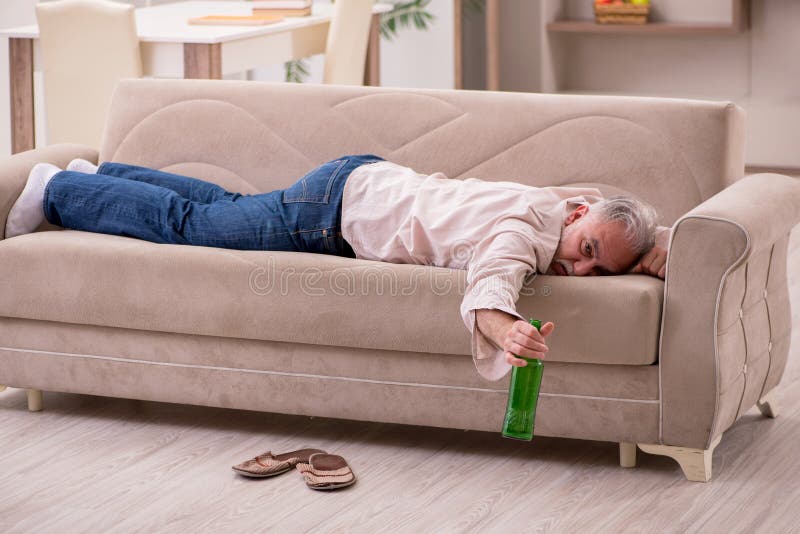 Old Man Drinking Alcohol at Home Stock Photo - Image of glass, drunk ...