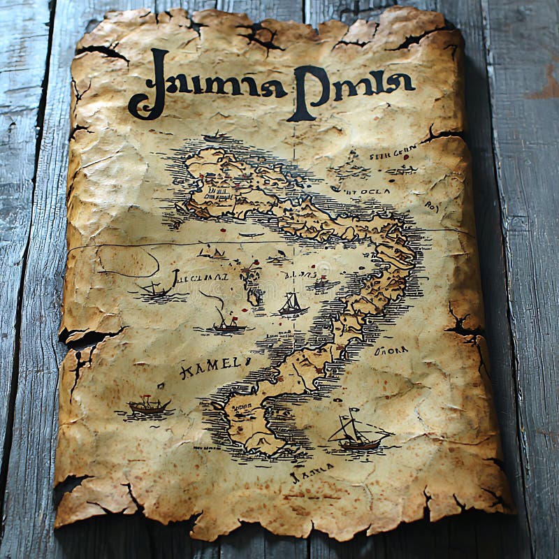 Aged Map Displayed on Wooden Surface Stock Image - Image of exploration ...