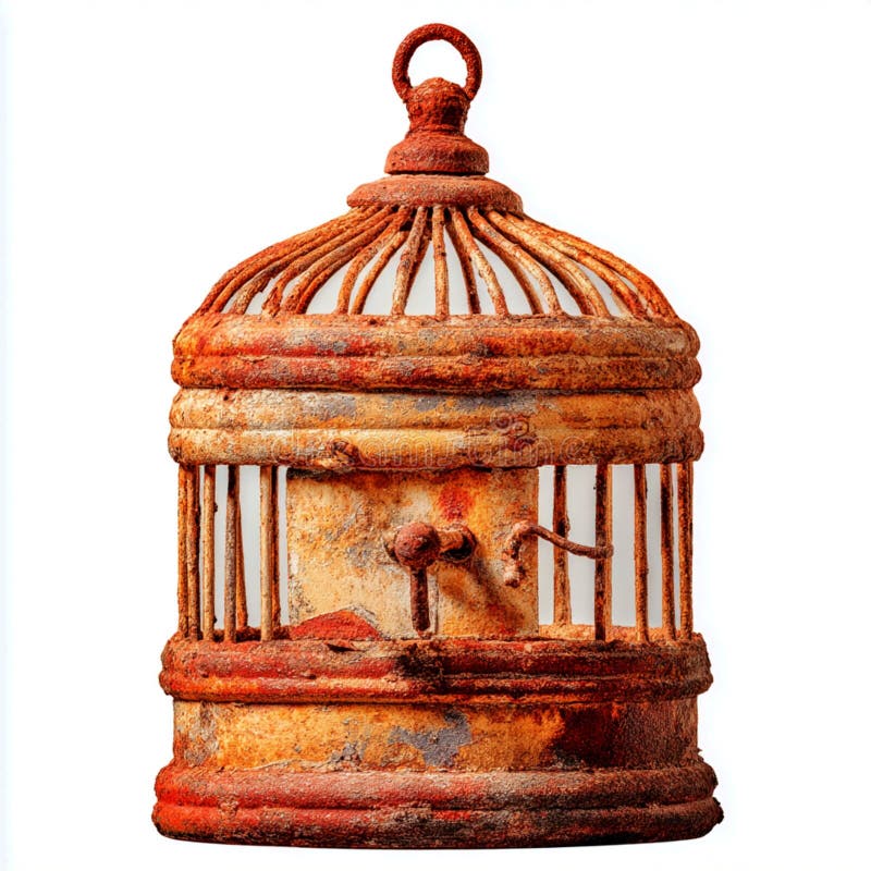 Aged Metal Birdcage with Rust and Weathered Texture Present Stock ...