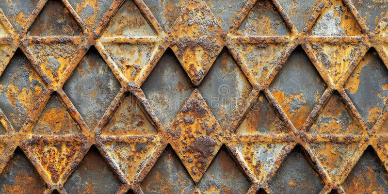 Aged Metal Grate with a Repeating Triangular Pattern, Covered in Rust ...