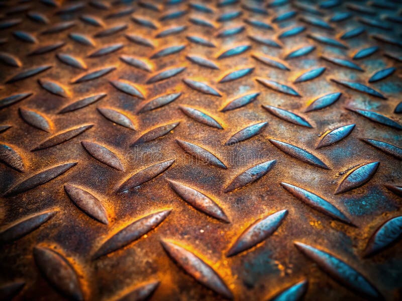 Aged Metal Sheet Iron Background with Intricate Dark Diamond Pattern a ...