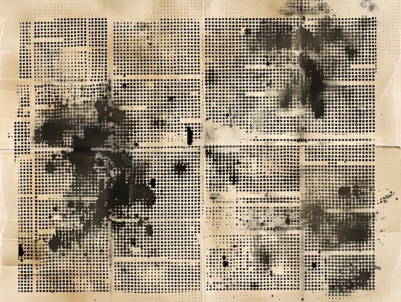 Aged Newspaper Background with Faded Halftone Dot Pattern and ...