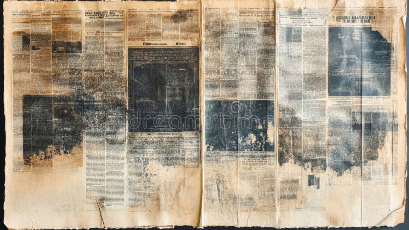 Aged Newspaper Pages with Faded Text and Grunge Texture Stock ...