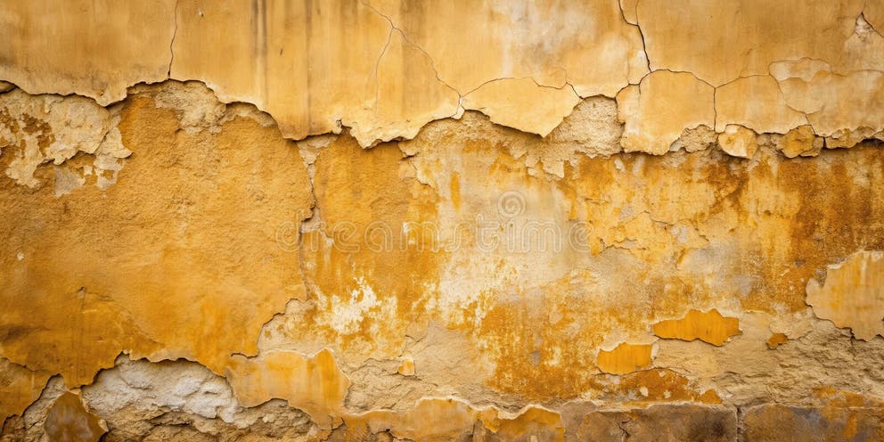 Aged Ochre Wall Texture a Detailed View of Distressed Plaster with ...