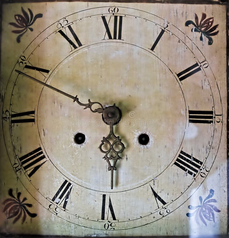 Aged worn old clock disc stock image. Image of glass - 194936701