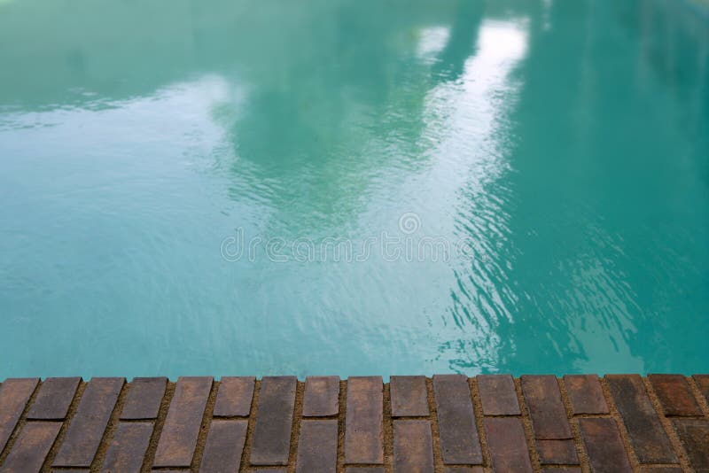 Aged Old Pool Brick Border Swimming Pool Stock Image - Image of fresh ...