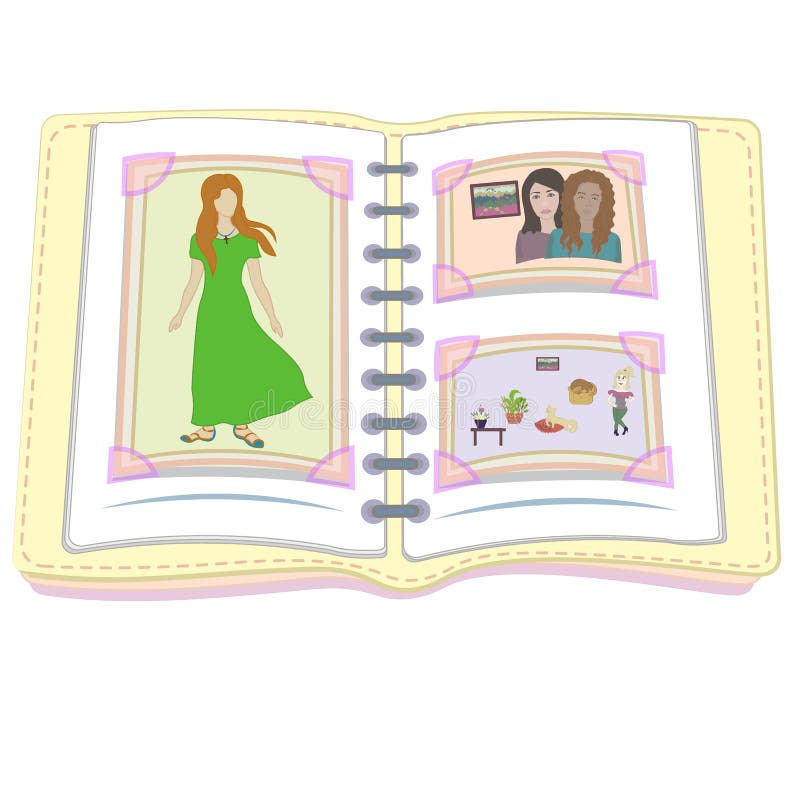 Aged Open Photo Album with Photo Pages Stock Vector - Illustration of ...