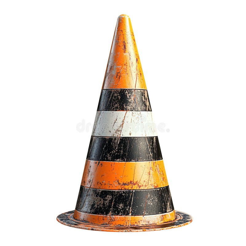 Aged Traffic Cone Black Orange Stripes 3d Worn Stock Illustration ...