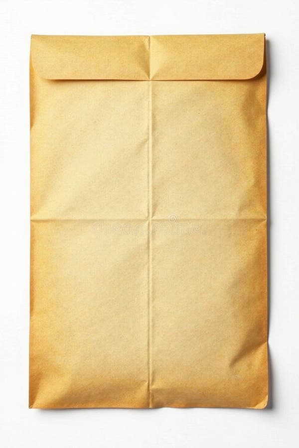 Aged Paper Envelope, Front View, Closed, White Background, Surface ...