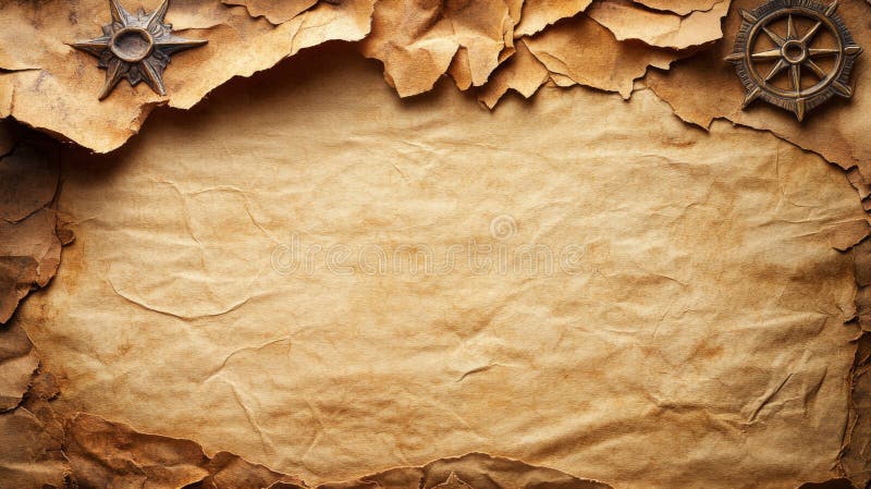 Aged Paper Map Background with Compass Rose Stock Illustration ...