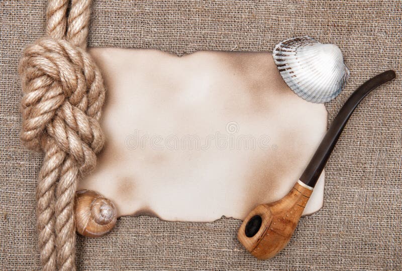 Aged Paper with Ship Rope and Tobacco Pipe Stock Image - Image of blank ...
