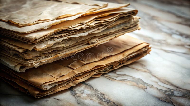 Aged Paper Stack on Marble a Vintage Texture Background for Design ...