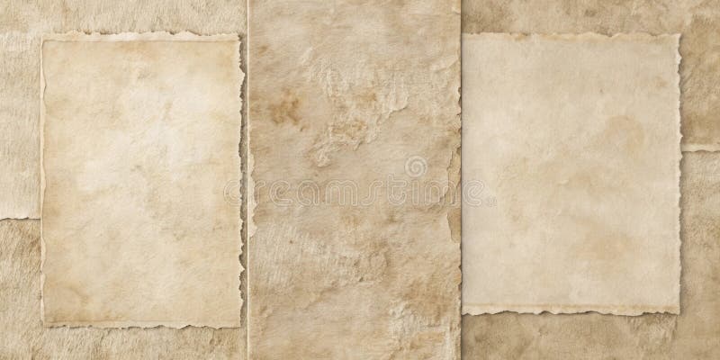 Aged Paper Texture Three Antique Sheets with Irregular Edges and Subtle ...