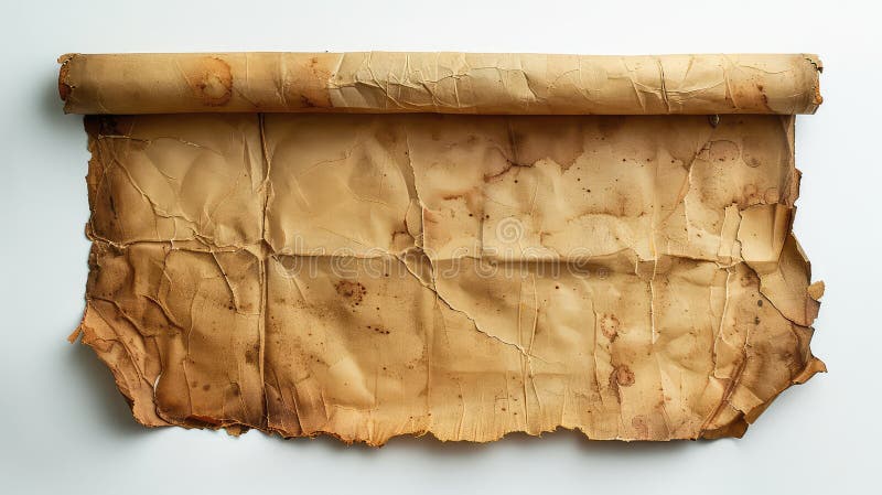 Aged Paper and Weathered Scroll on White Background Stock Photo - Image ...