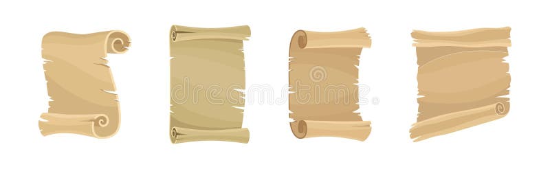 Aged Papyrus Scroll or Curved Manuscript Vector Set Stock Vector ...